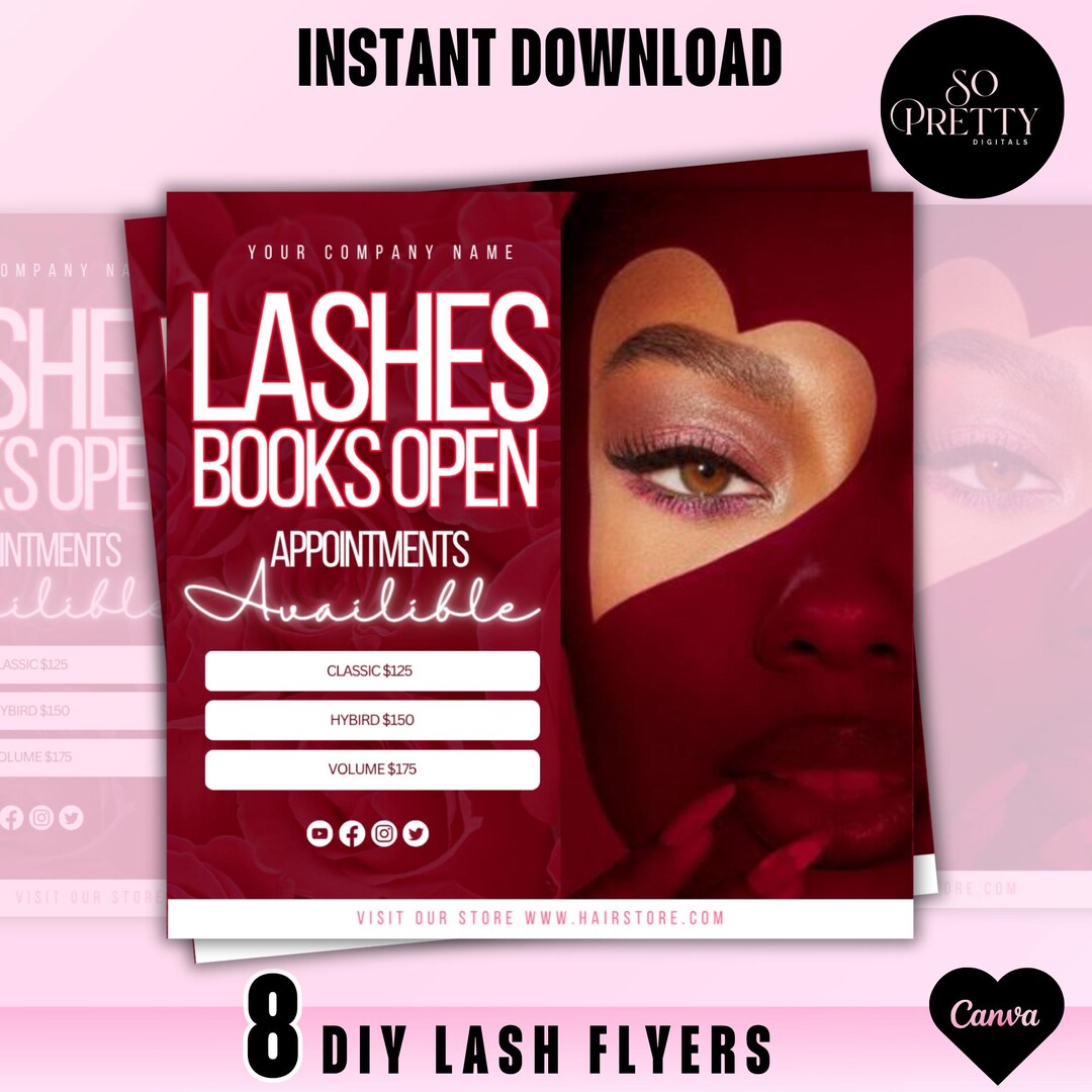 Lash DIY Flyers Editable in Canva | Instagram Post | 8 Lash Booking ...