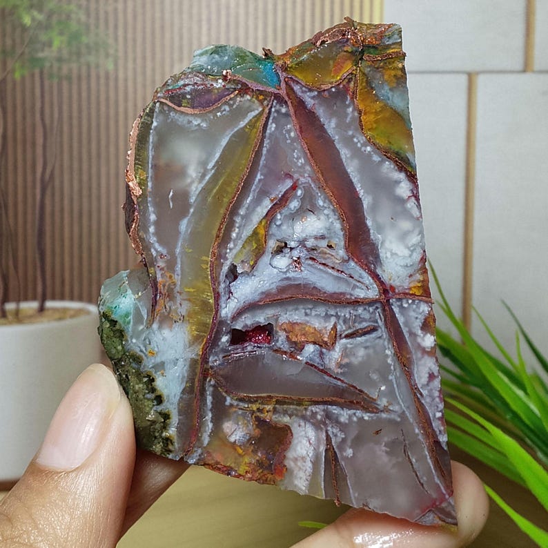 Slab • Raw Chrysocolla Native Copper • Blue Chrysocolla • Chalcedony ...