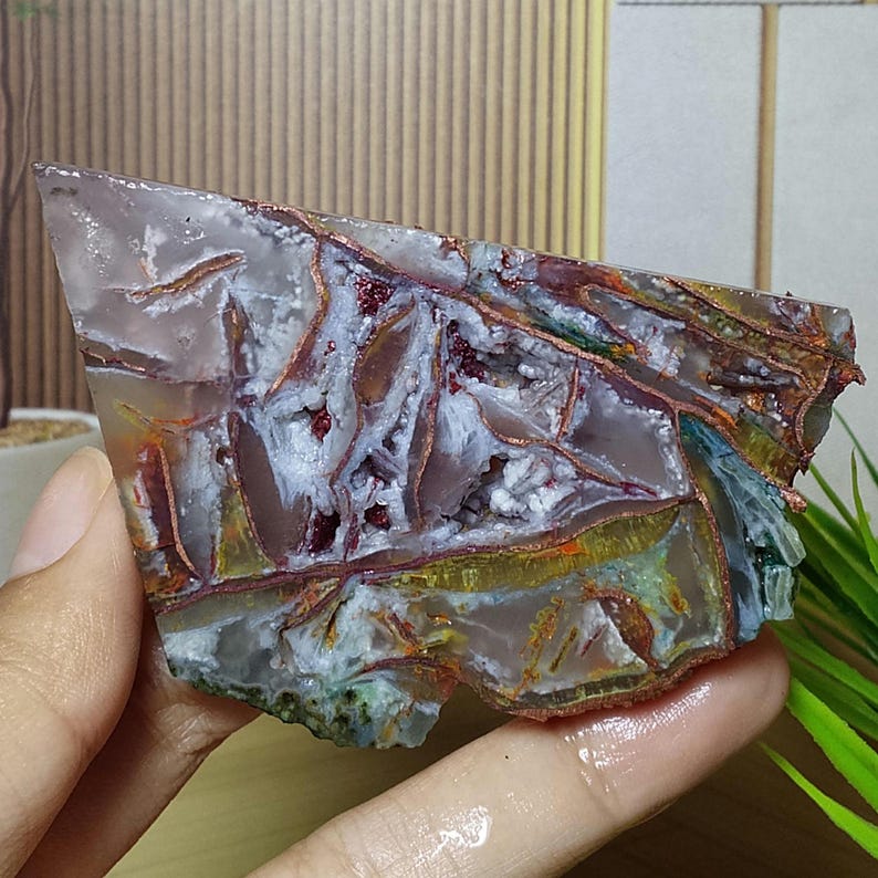Slab • Raw Chrysocolla Native Copper • Blue Chrysocolla • Chalcedony ...
