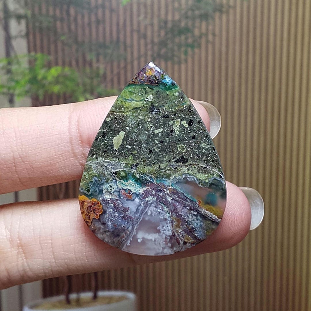 Chrysocolla Native Copper • Aquadite • Gemstone Pendant • Cabochon ...