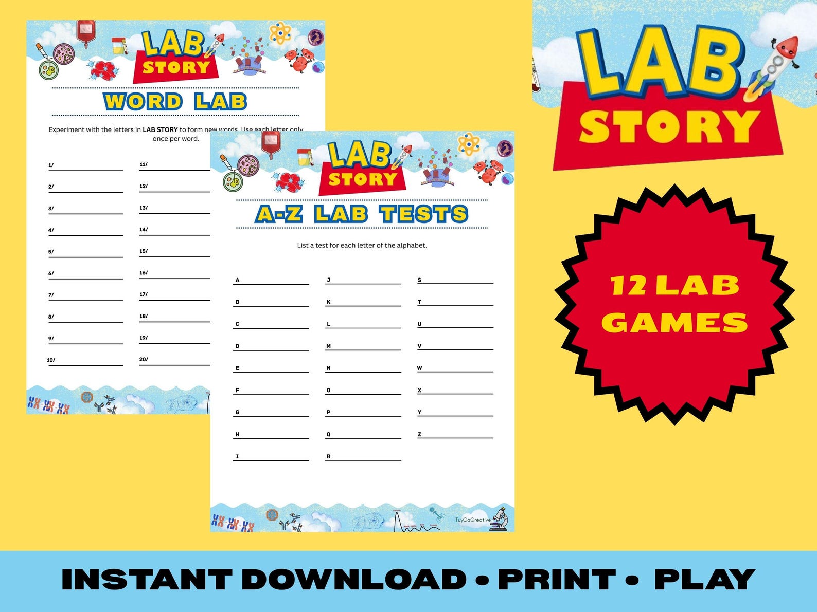 Medical Lab Week Games Bundle | 12 Printable Activities (PDF Download ...