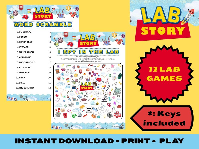 Medical Lab Week Games Bundle | 12 Printable Activities (PDF Download ...
