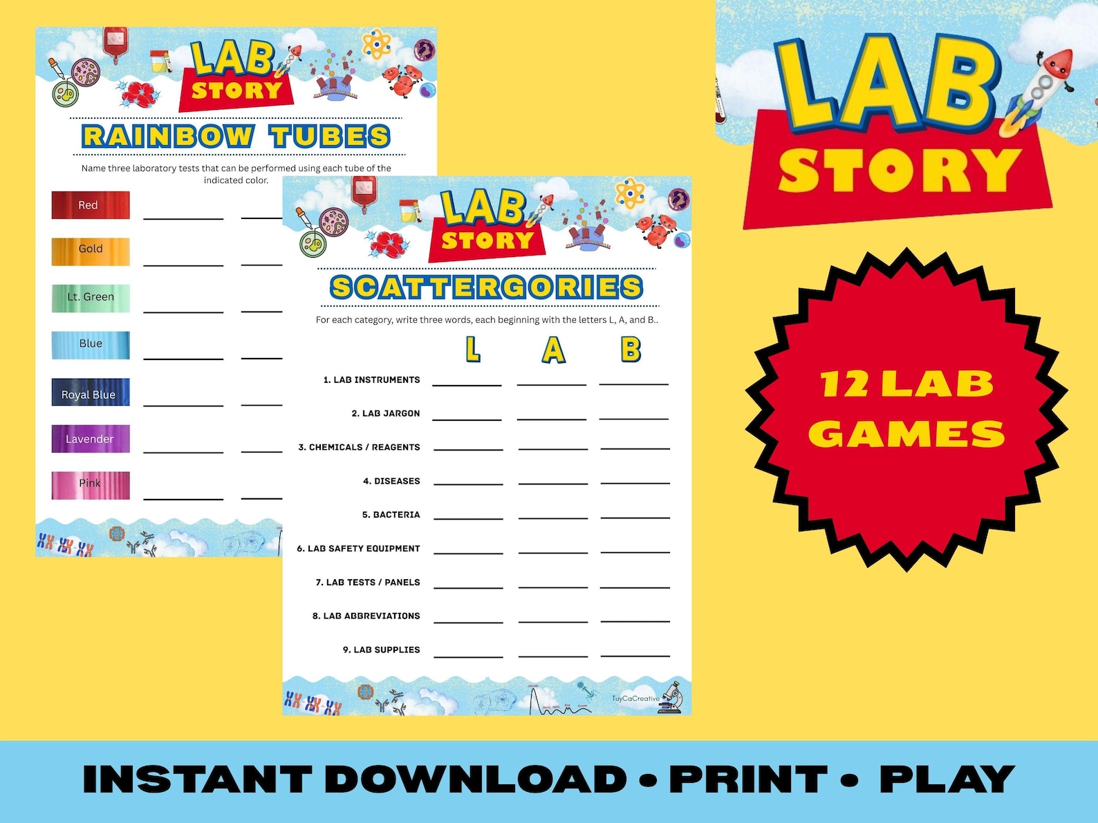 Medical Lab Week Games Bundle | 12 Printable Activities (PDF Download ...