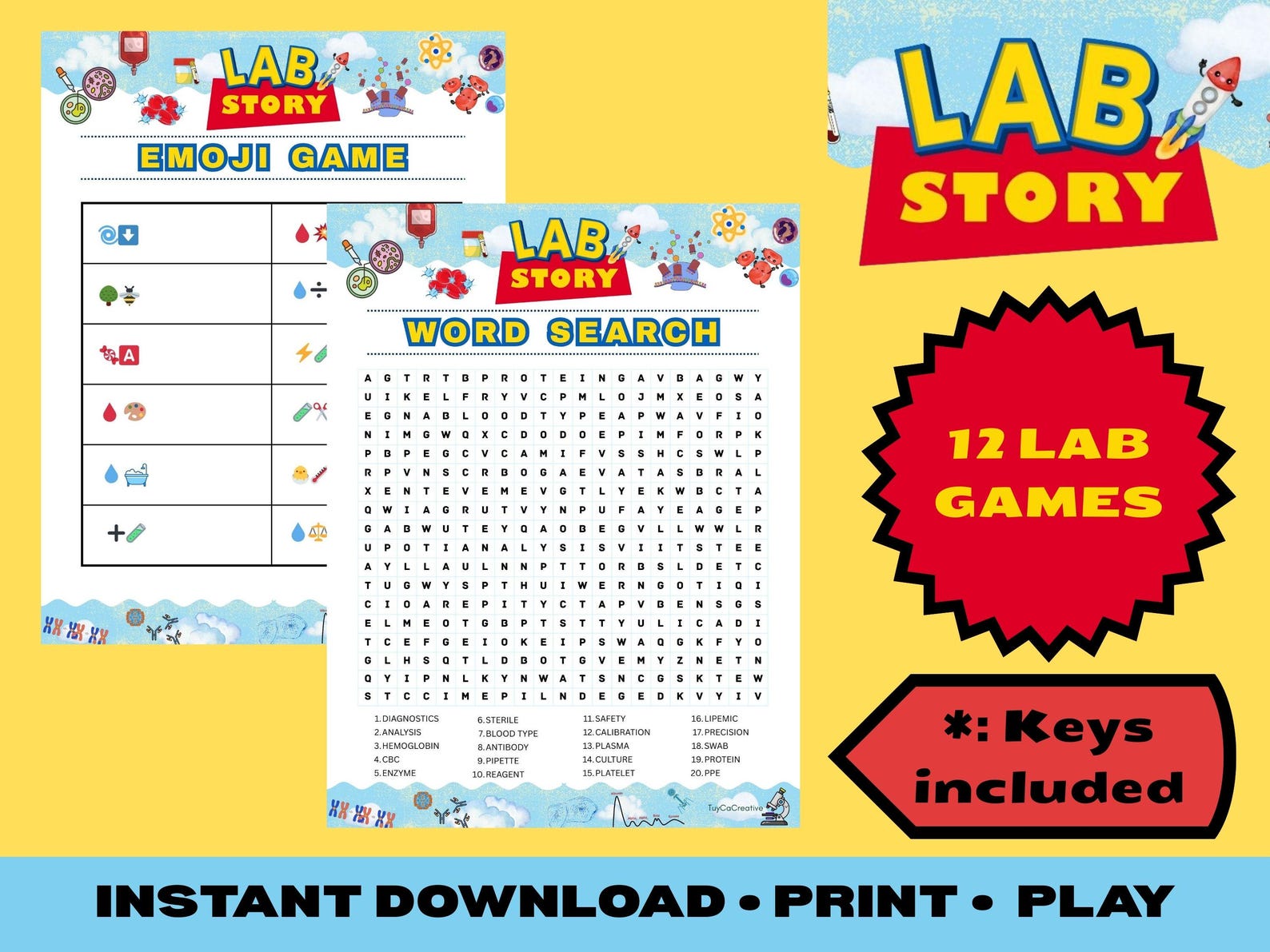 Medical Lab Week Games Bundle | 12 Printable Activities (PDF Download ...