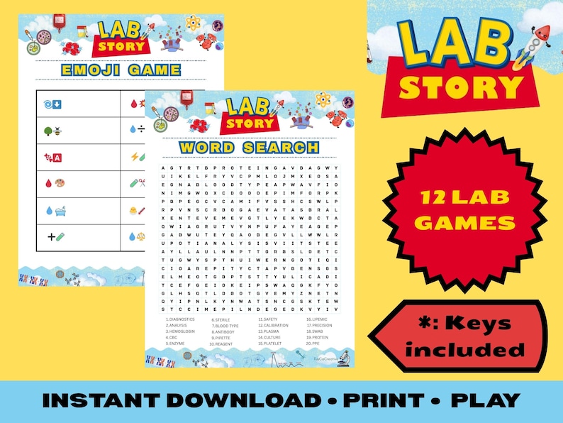 Medical Lab Week Games Bundle | 12 Printable Activities (PDF Download ...