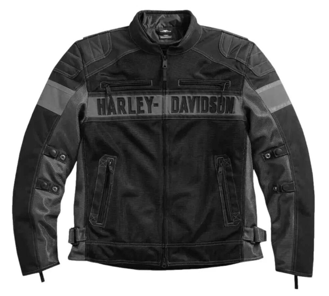 Harley Davidson Men's Black Mesh Armored Motorcycle Jacket Harley ...