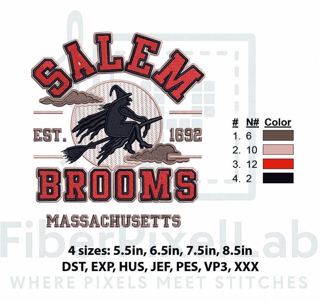 Salem Brooms Witch Embroidery Design: Halloween Silhouette (digital ...