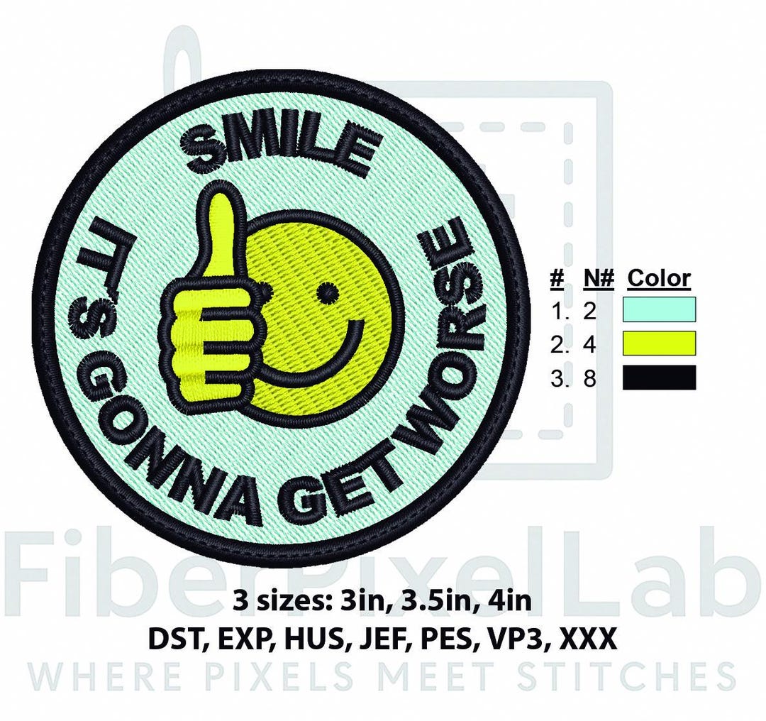 Sarcastic Smile Patch Embroidery Design – Digital File for Instant ...