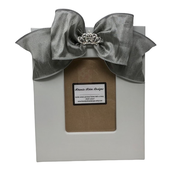 Light Gray Hand Painted Frames With Gray and Rhinestone Tiara - Etsy