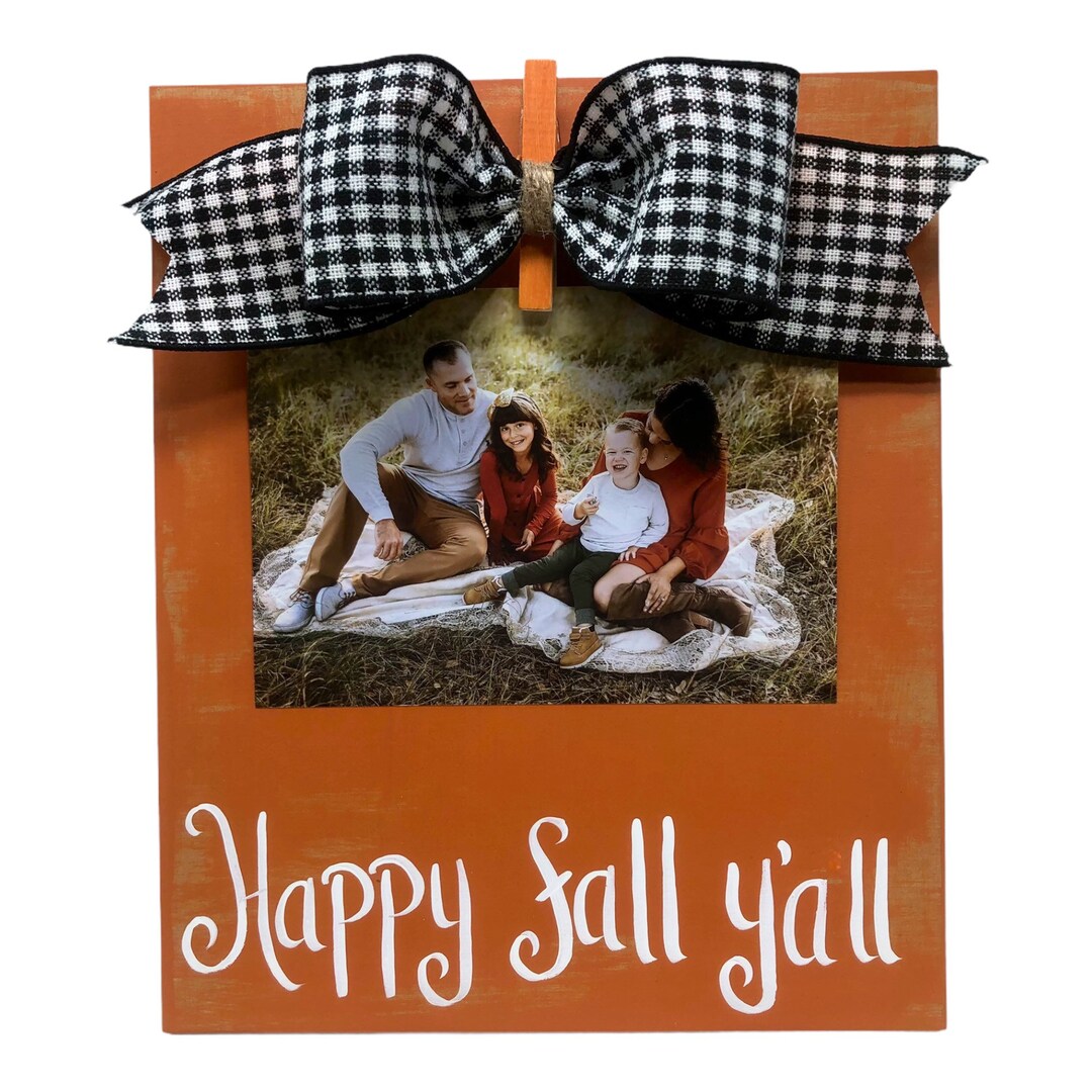 Happy Fall Y’all Photo Clip Frame in Distressed Orange With Black and ...