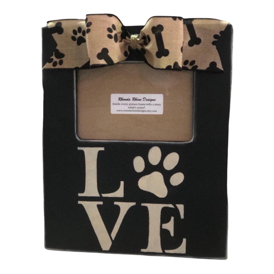 LOVE 4x6 Puppy Frame in Ivory With Dog Bone Bow | Etsy