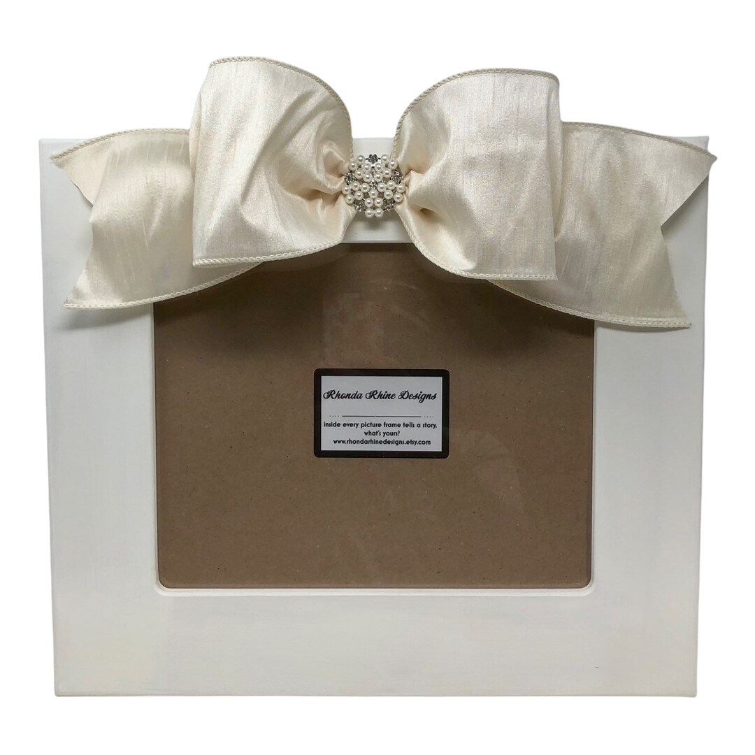Ivory Hand Painted Picture Frame With Ivory and Pearl Bow - Etsy