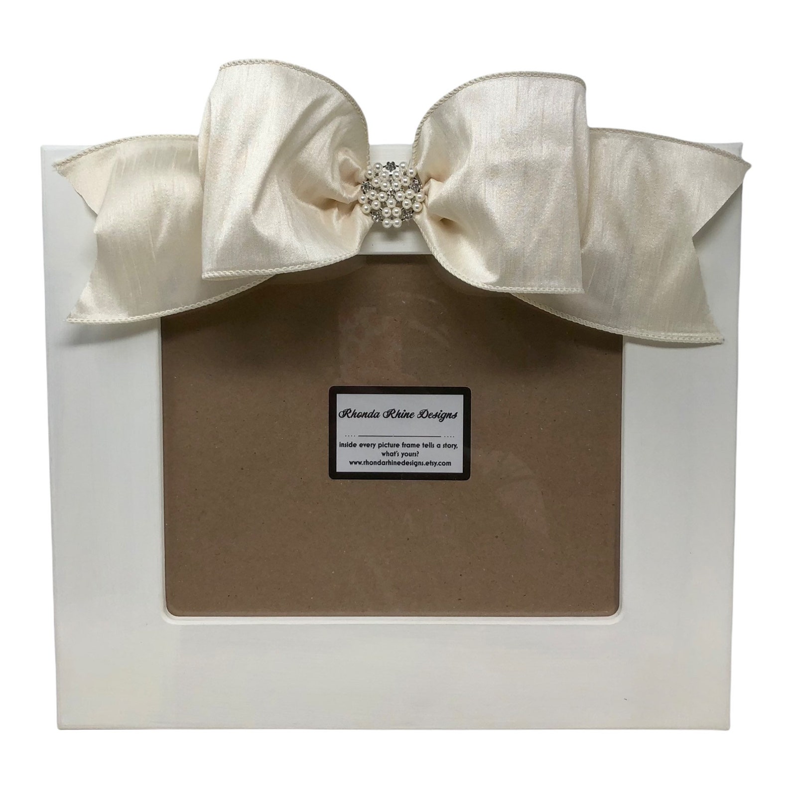 Ivory Hand Painted Picture Frame With Ivory and Pearl Bow | Etsy