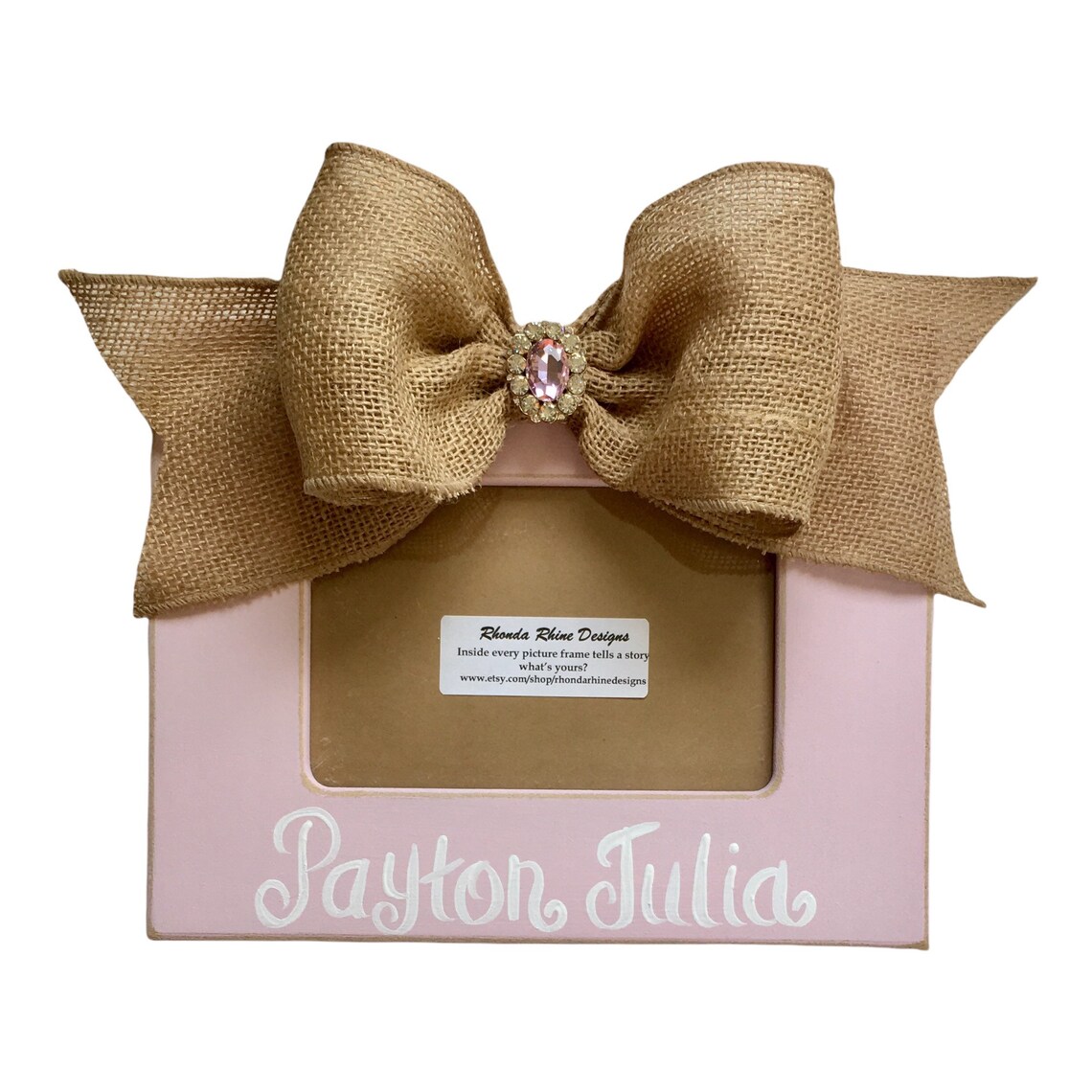 Personalized Hand Painted Frame in Shabby Pink With Burlap - Etsy