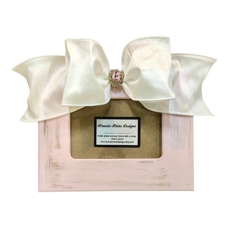 Distressed Soft Pink Frame With Silky White Jeweled Bow - Etsy