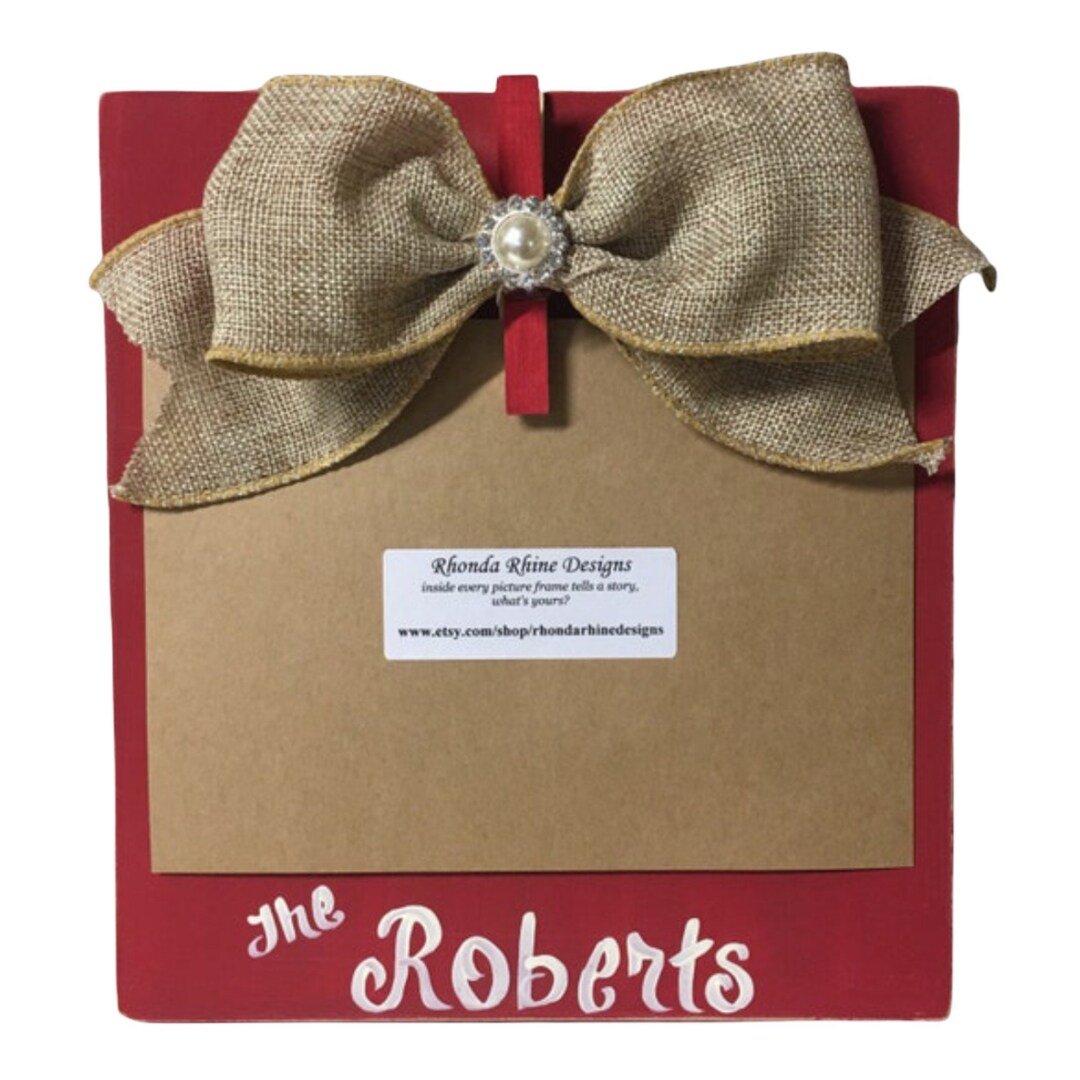 Personalized Photo Clip Frame in Red With Burlap Bow - Etsy