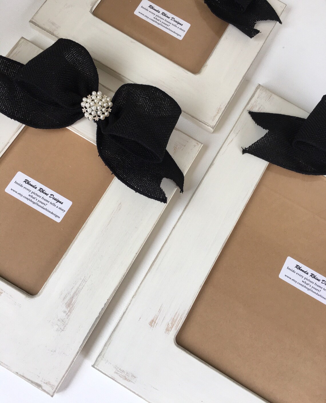 Super Shabby Distressed Hand Painted Frame With Black Pearl - Etsy