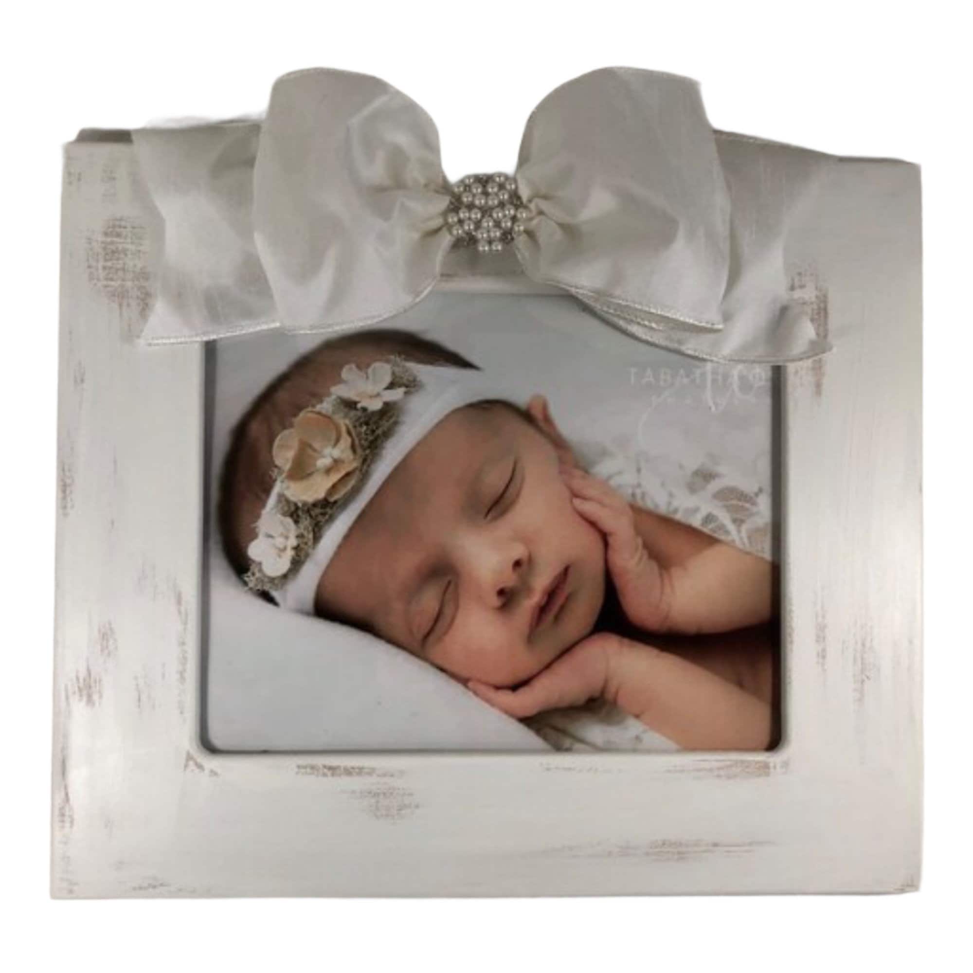 Distressed Photo Frame in Ivory With Ivory Pearl Jeweled Bow | Etsy