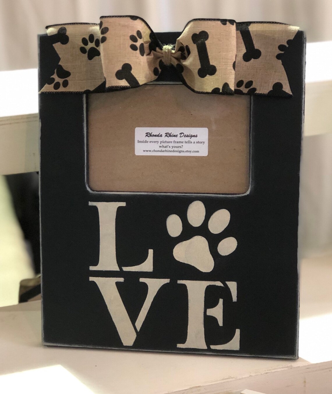 LOVE 4x6 Puppy Frame in Ivory with Dog Bone Bow | Etsy