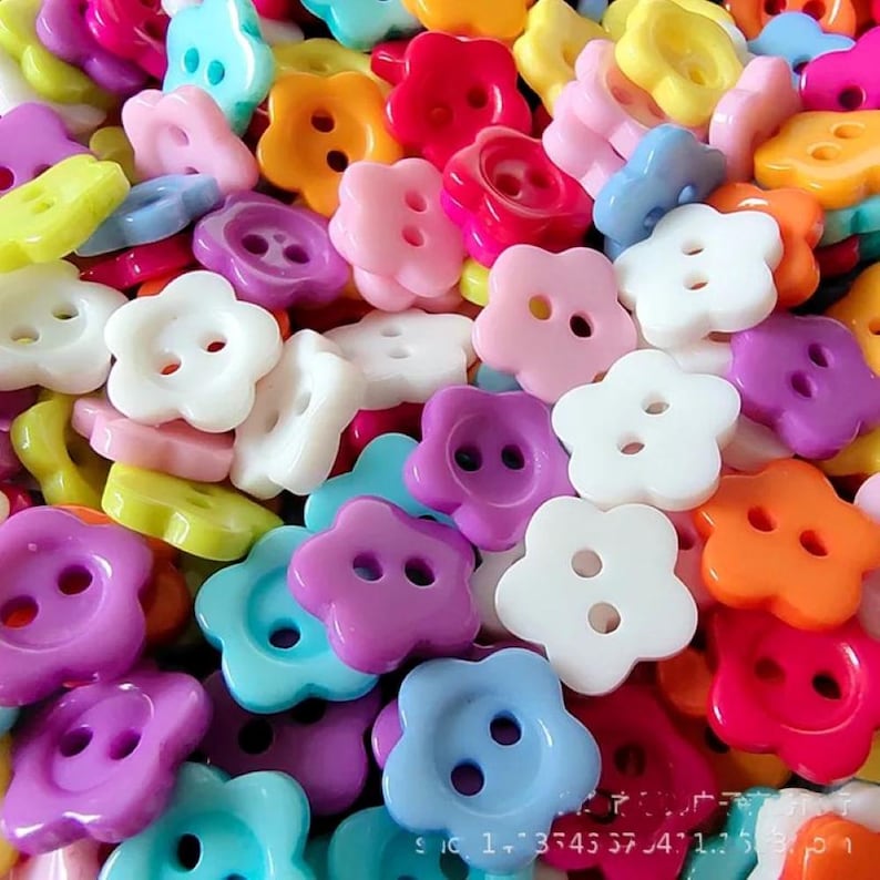 100 Plum Blossom Flower Buttons – Colorful Resin Sewing Embellishments ...