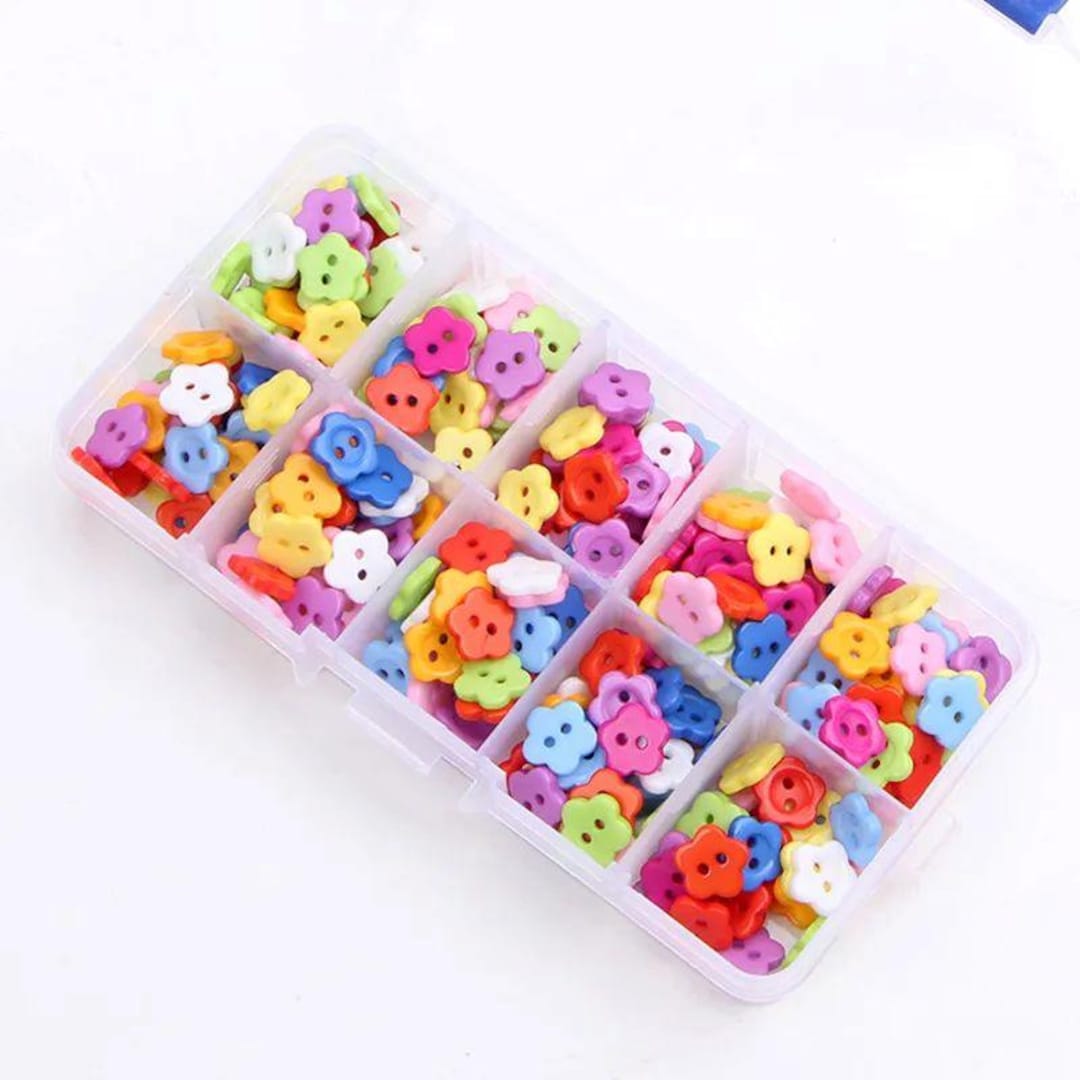 100 Plum Blossom Flower Buttons – Colorful Resin Sewing Embellishments ...