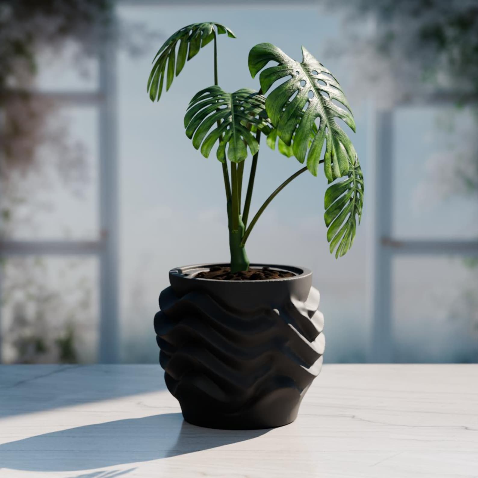 Resin Coated Modern Ripple Planter | 3D Printed Wavy Texture Pot ...