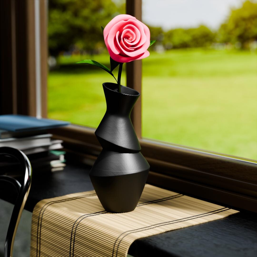 3D Printed Twisted Stack Vase: Modern Green Abstract Decor - Etsy