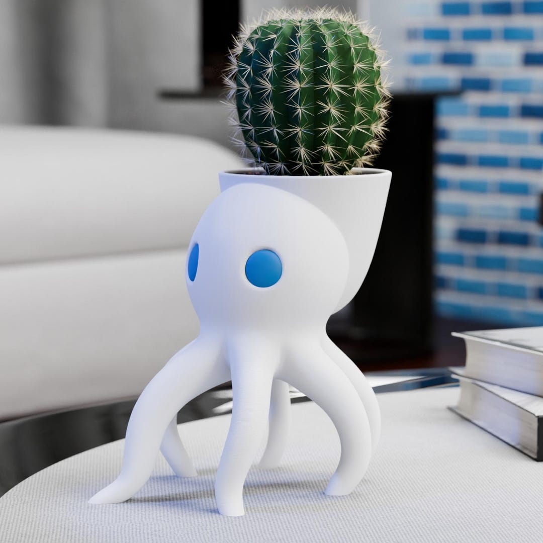 Resin Coated Adorable Octopus Planter | 3D Printed Marine Life Pot ...