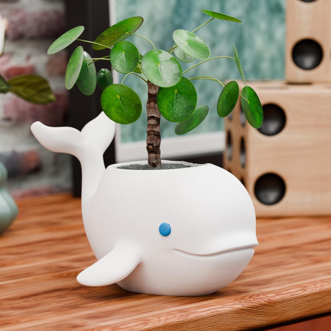 Resin Coated Adorable Whale Planter | Smiling Marine Life Pot | 3D ...