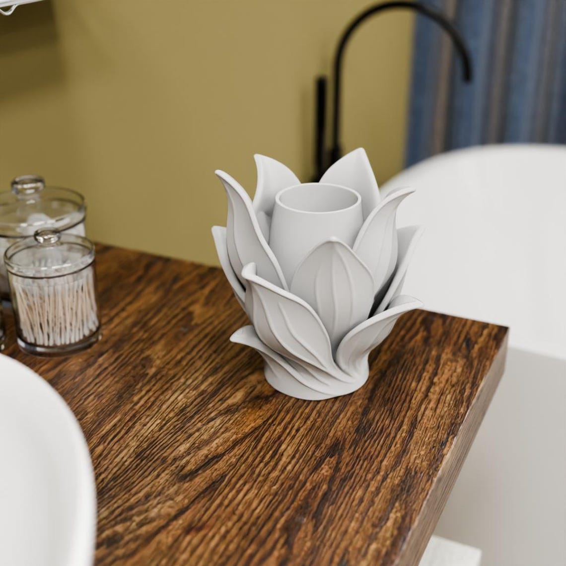 3D Printed White Lotus Vase: Modern Botanical Sculpture - Etsy