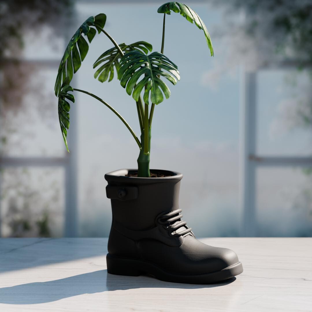 Resin Coated Unique Boot Planter | 3D Printed Shoe Pot | Industrial ...