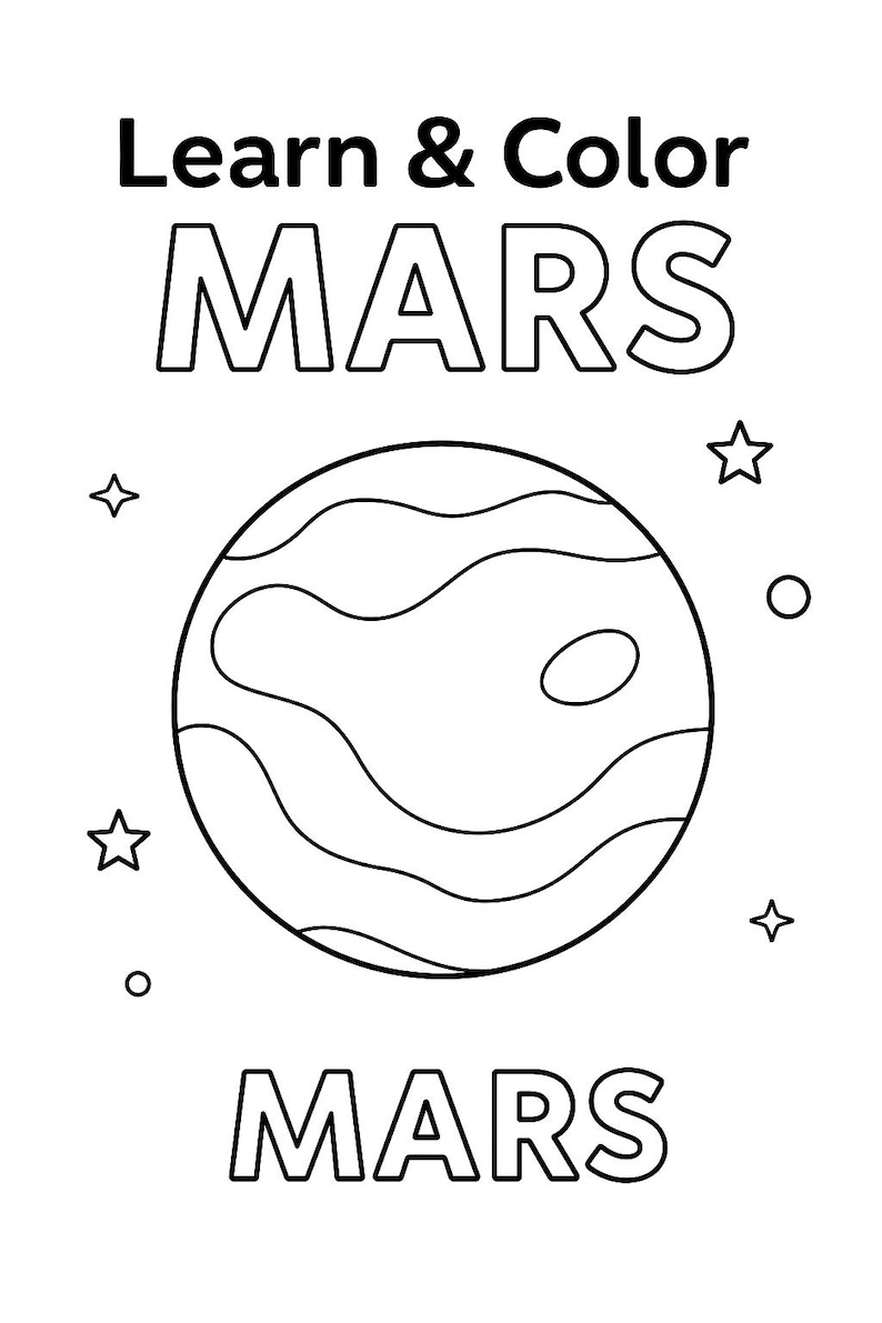 Learn & Color: Mars - Fun Space Poster + Coloring Page for Kids ...