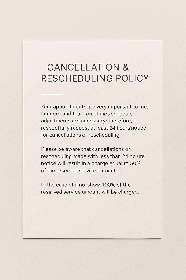 Luxury Cancellation & Rescheduling Policy Template – Editable Beauty ...
