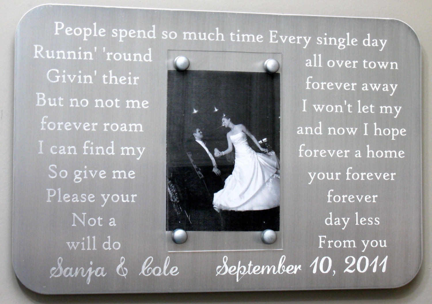 Metal Wedding Song Frame - Engraving Personalized With Your First Dance ...
