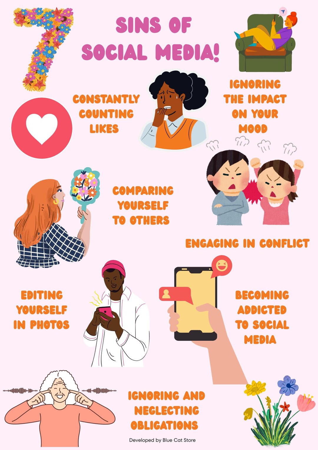 7 Sins of Social Media Poster | Mental Health and Social Media ...