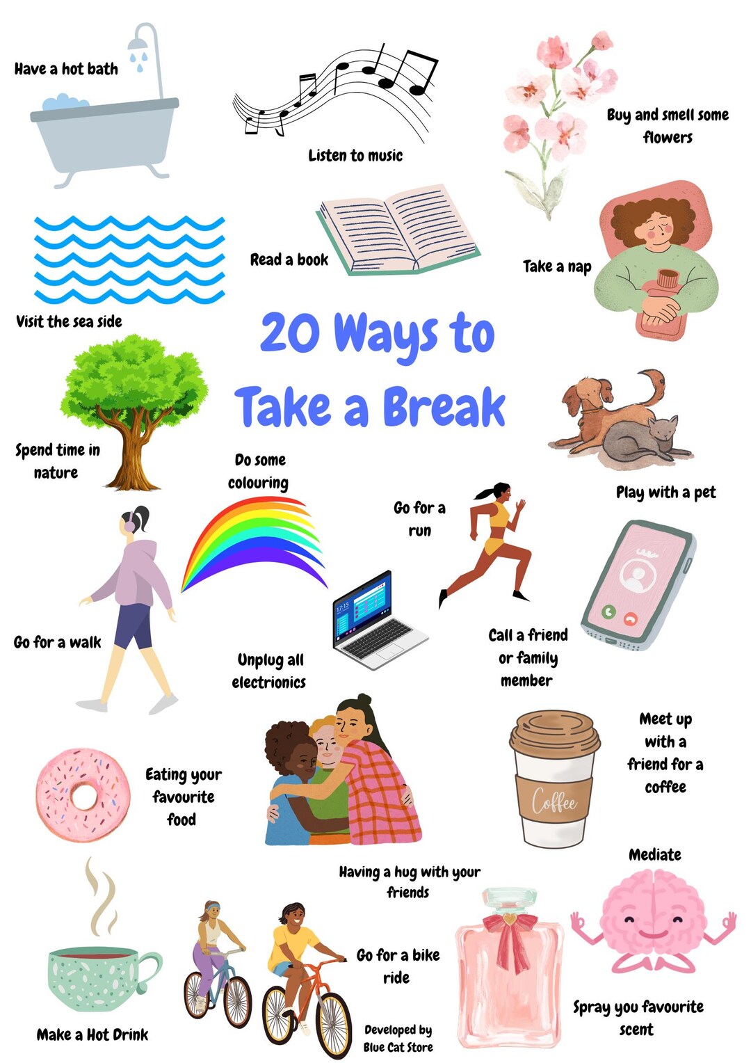 20 Ways to Take a Break Poster | Mental Health/ Wellbeing Resource - Etsy