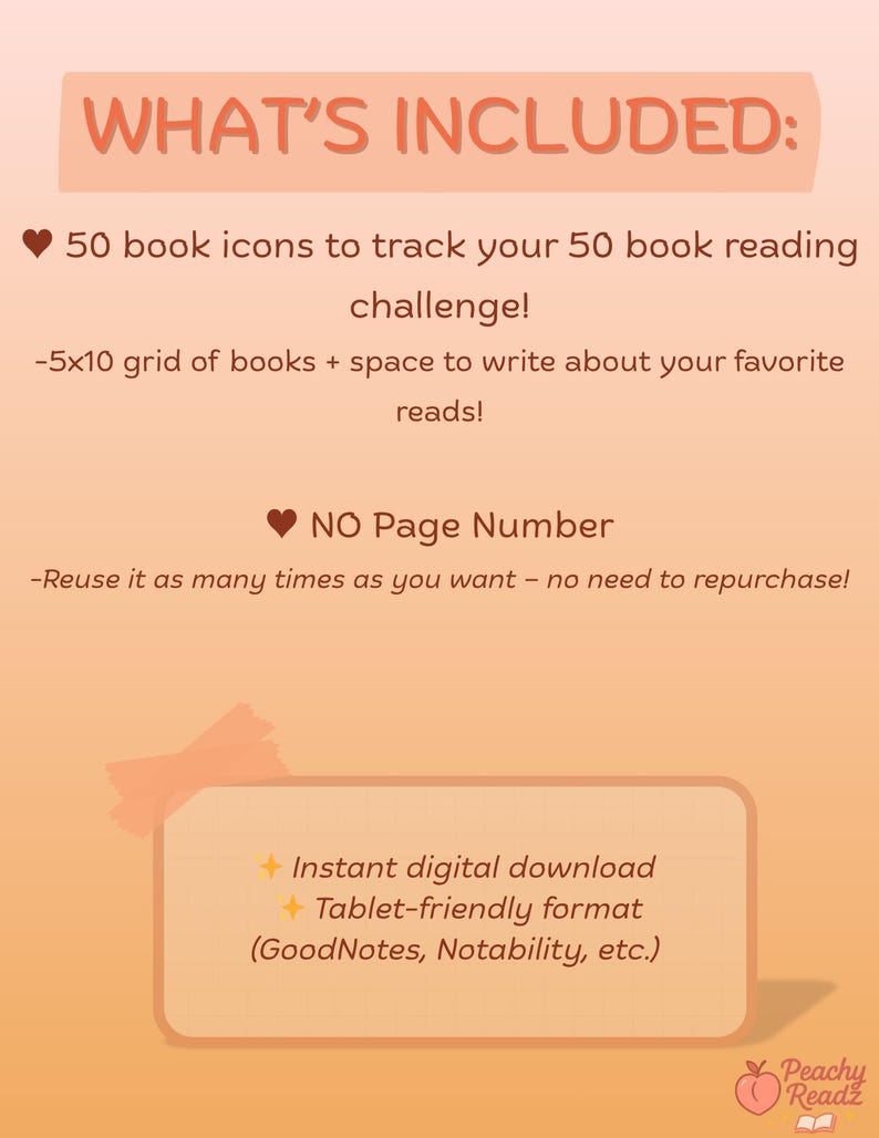 50 Book Reading Challenge Tracker | Digital Book Goal Planner PDF for ...