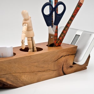 Unique Wooden Desk Organizer / Large Desktop Storage / One of a Kind ...