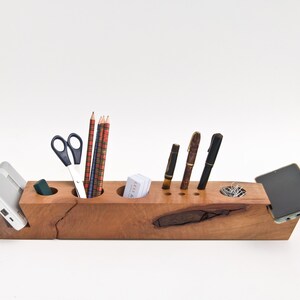 Unique Wooden Desk Organizer / Large Desktop Storage / Handmade One of ...