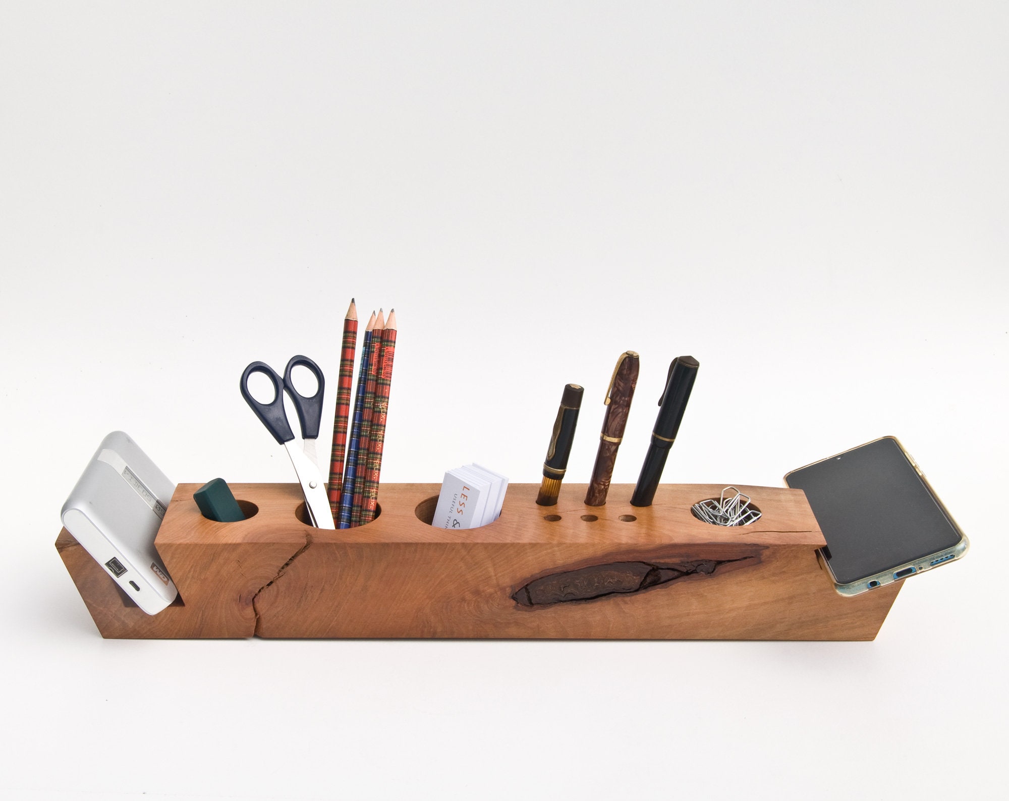 Unique Wooden Desk Organizer / Large Desktop Storage / Handmade One of ...