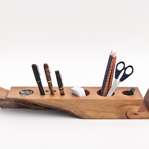 Unique Wooden Desk Organizer / Large Desktop Storage / Handmade One of ...