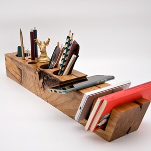 Unique Wooden Desk Organizer / Large Desktop Storage / Rustic - Etsy