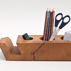 Unique Wooden Desk Organizer / Large Desktop Storage / Handmade One of ...
