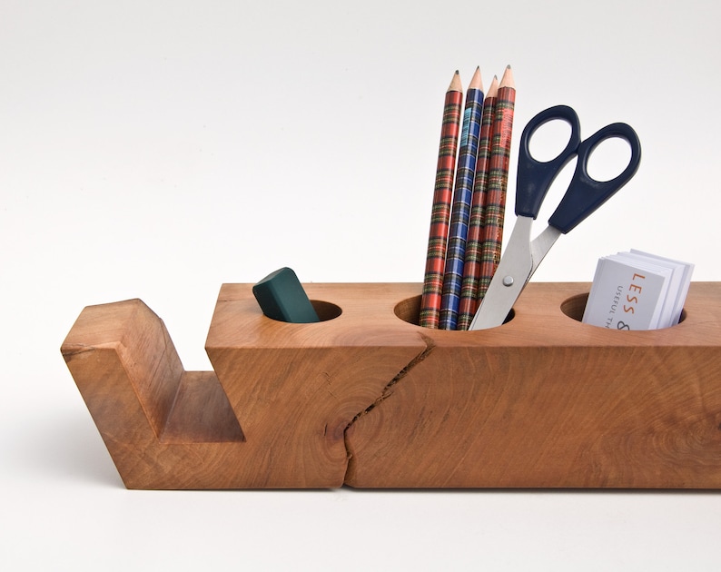 Unique Wooden Desk Organizer / Large Desktop Storage / Handmade One of ...