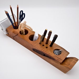 Unique Wooden Desk Organizer / Large Desktop Storage / One of a Kind ...