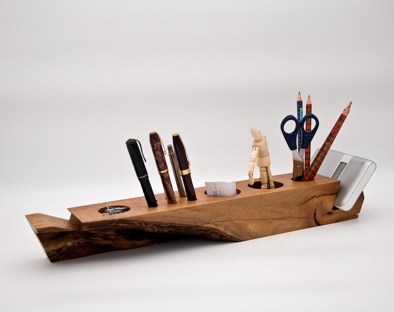 Unique Wooden Desk Organizer / Large Desktop Storage / One of - Etsy