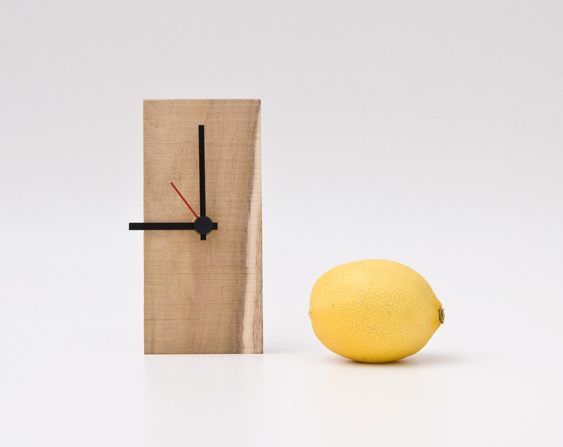 Small Natural Wood Wall Clock / Rectangular Minimalist Design - Etsy