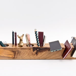 Unique Wooden Desk Organizer / Large Desktop Storage / Handmade Rustic ...