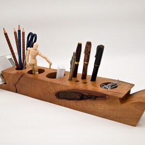Unique Wooden Desk Organizer / Large Desktop Storage / One of a Kind ...