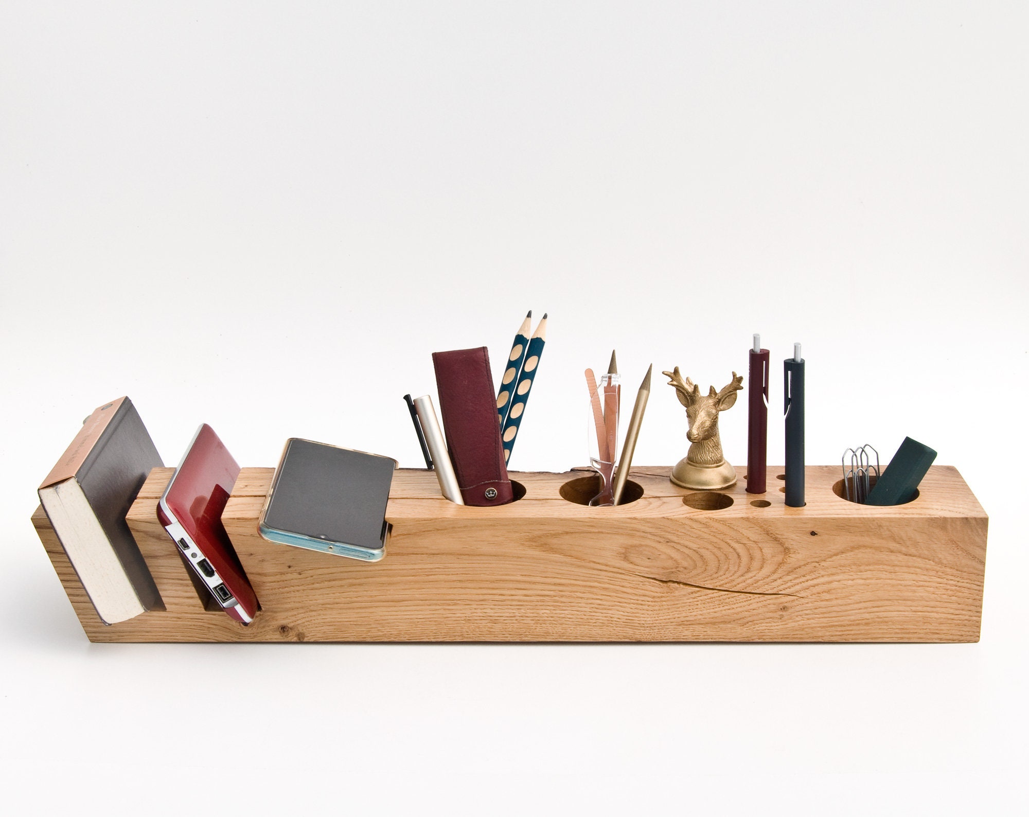 Unique Wooden Desk Organizer / Large Desktop Storage / Handmade Rustic ...